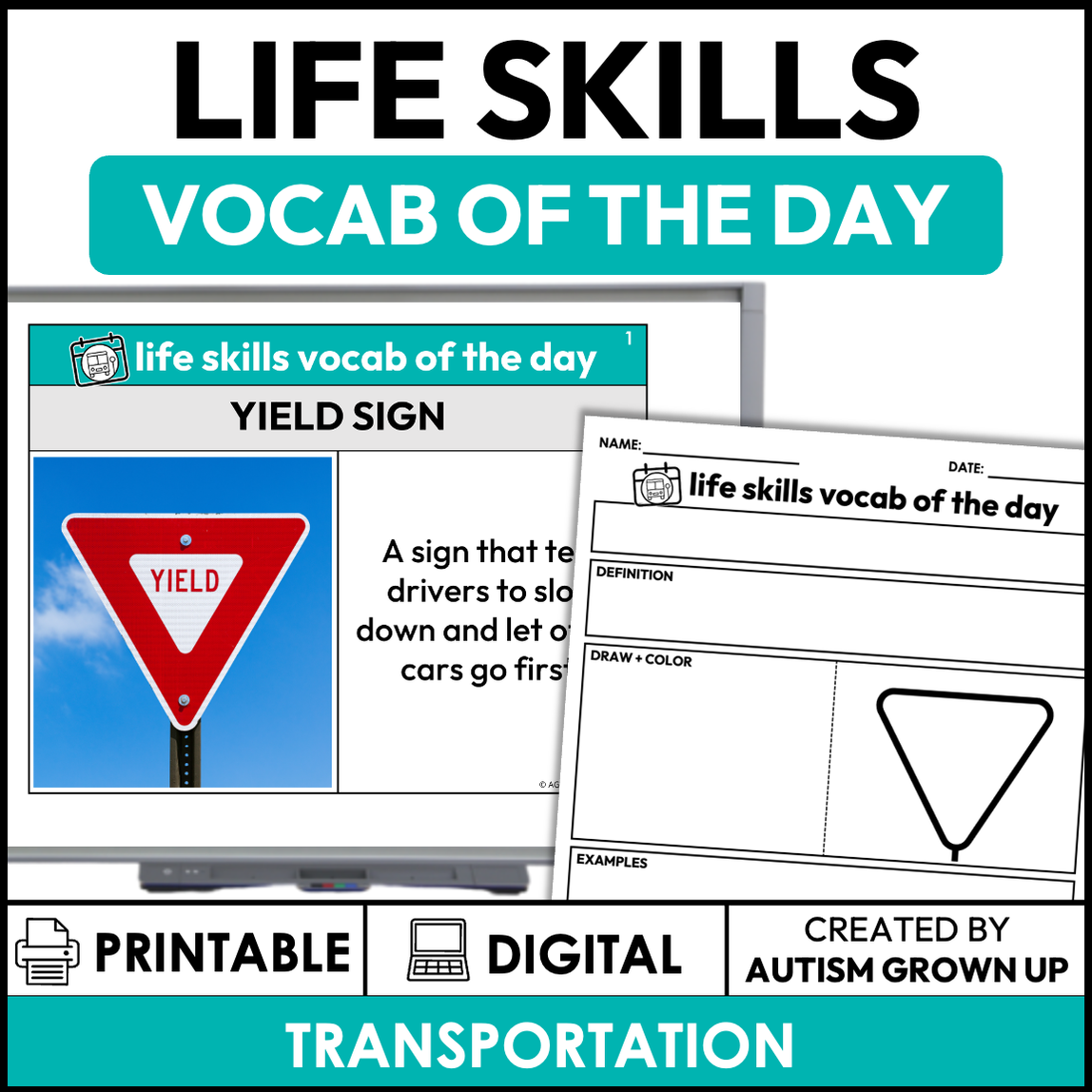 Life Skills Vocab of the Day - Transportation — Autism Grown Up