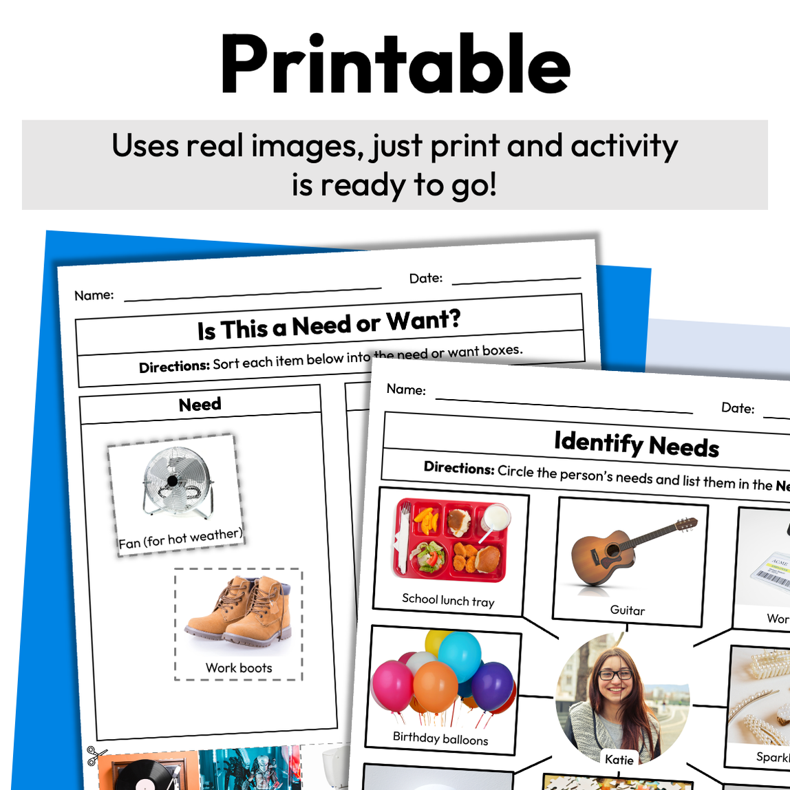 Needs and Wants | Budgeting Activities | Life Skills Worksheets ...
