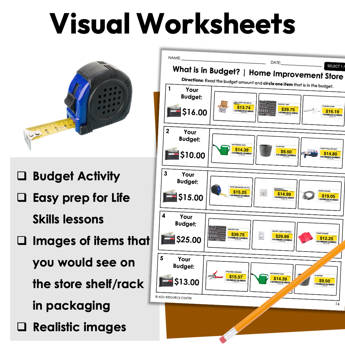 Home Improvement Store Budget | Life Skills Worksheets for Special Edu ...