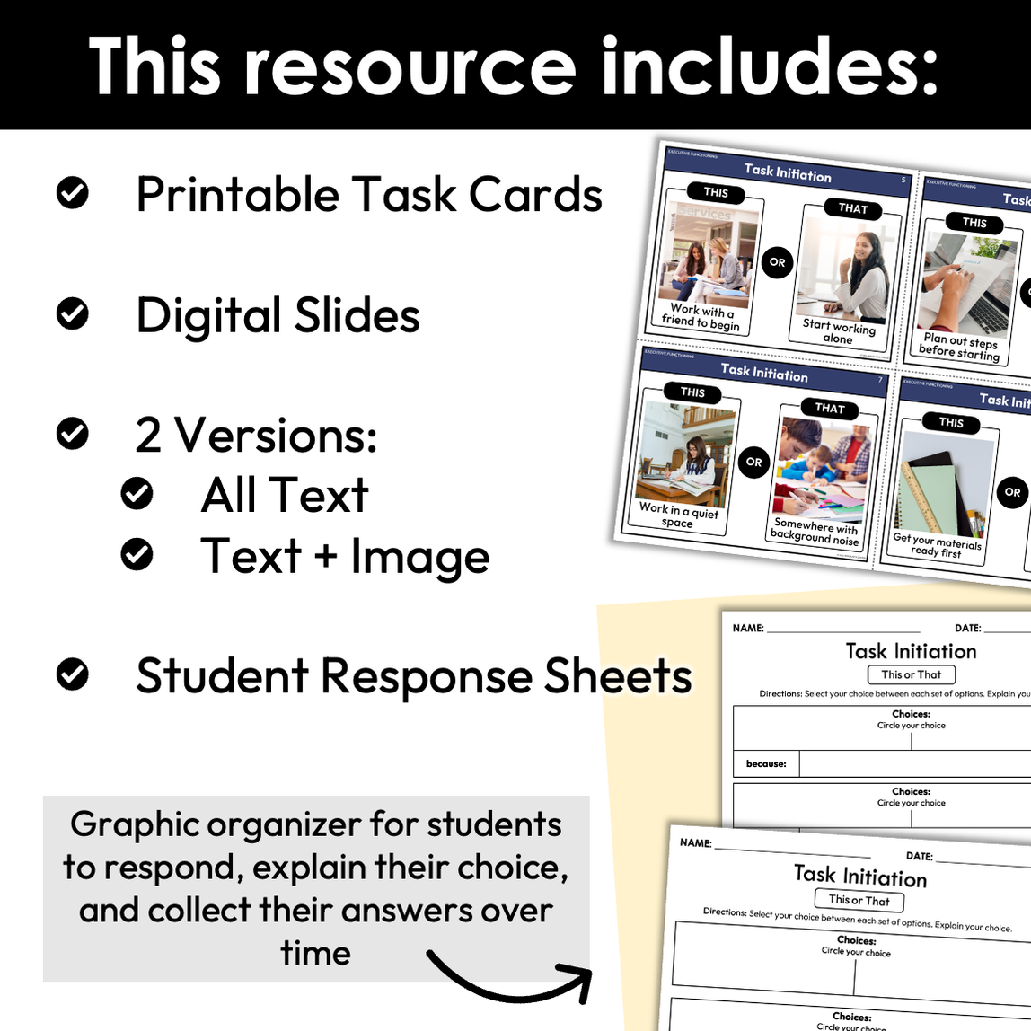 Task Initiation | This or That | Executive Functioning Skills Game ...