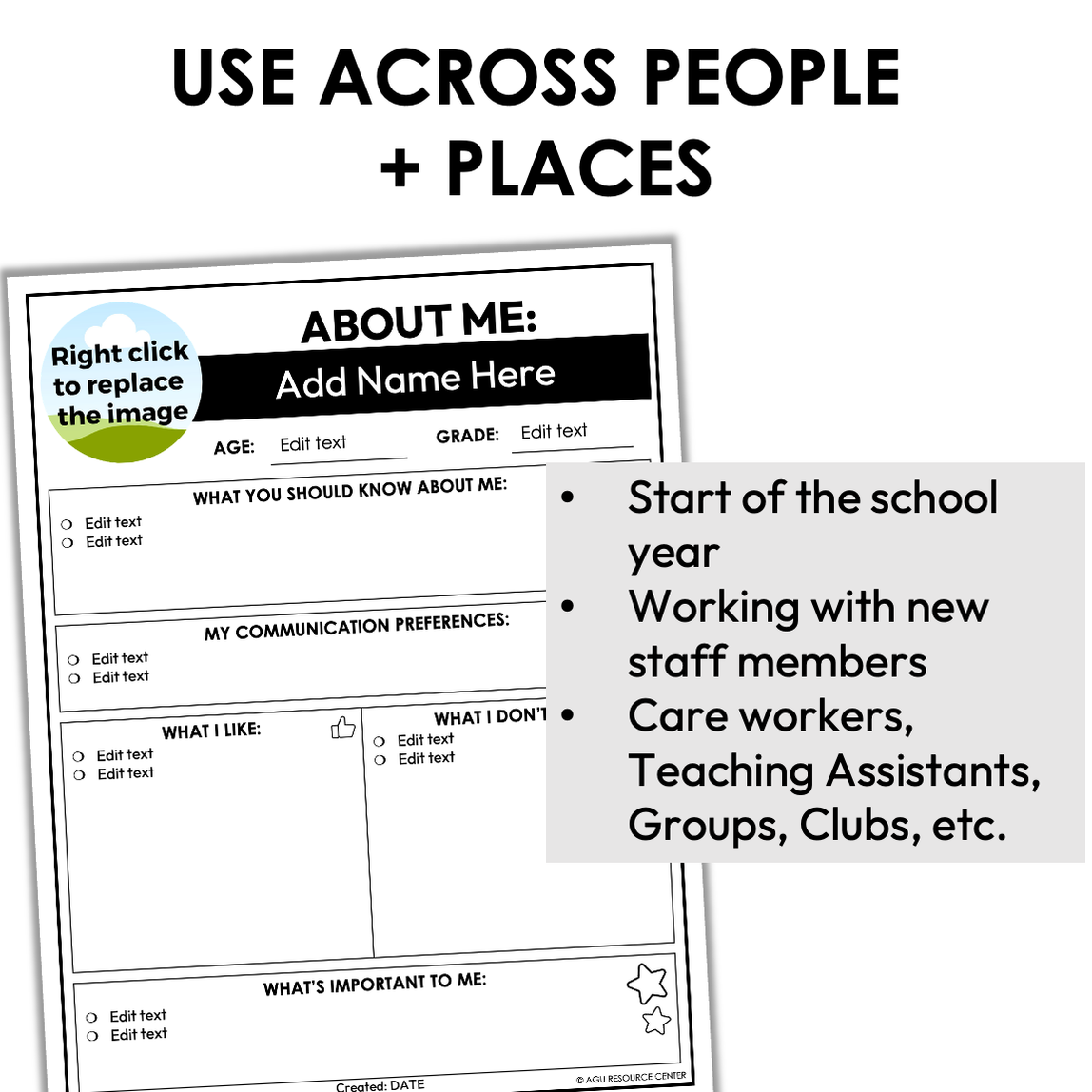 All About Me One-Page Handout — Autism Grown Up