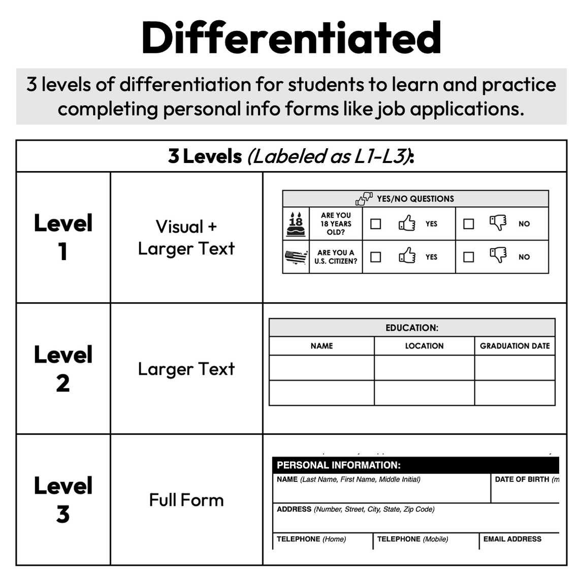 Job Application Forms | Filling Out Forms | Print + Digital Practice ...