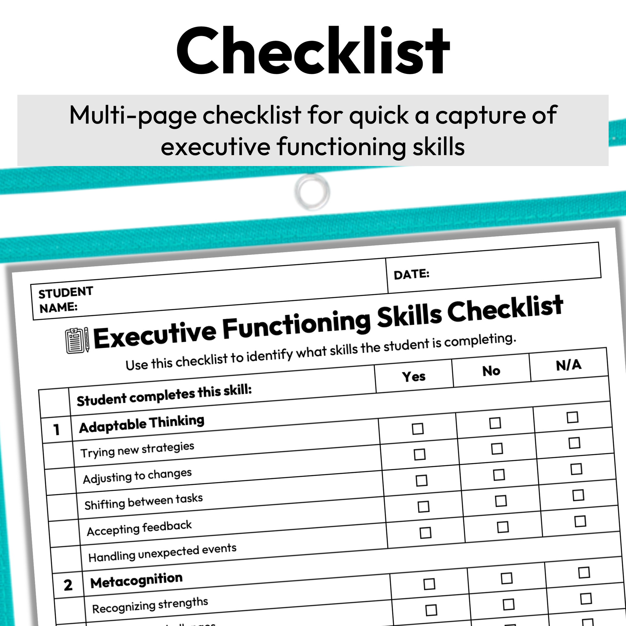 Executive Functioning Skills Checklist + Rubric | Printable — Autism ...