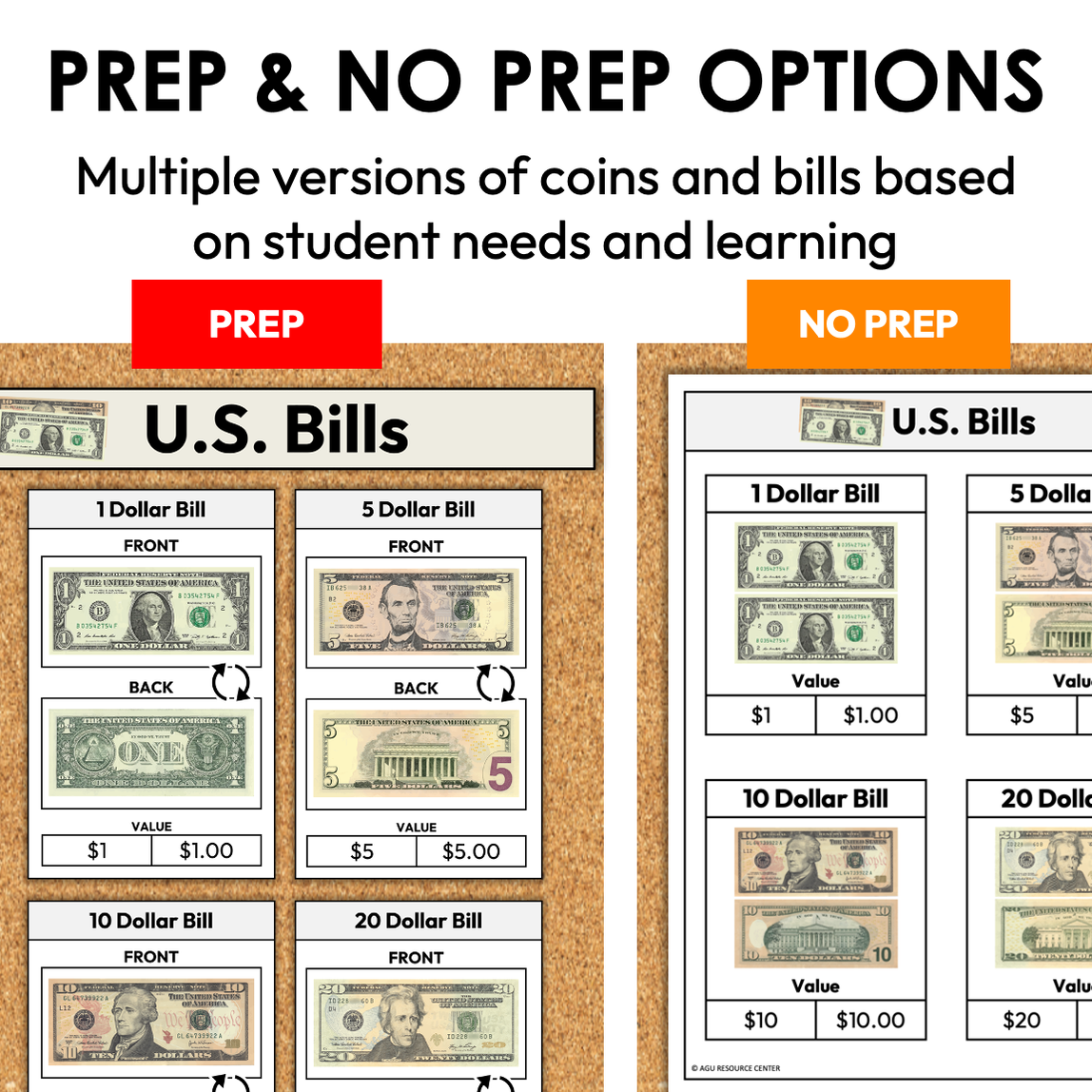 U.S. Money Anchor Charts + Visuals | Coins and Bills — Autism Grown Up
