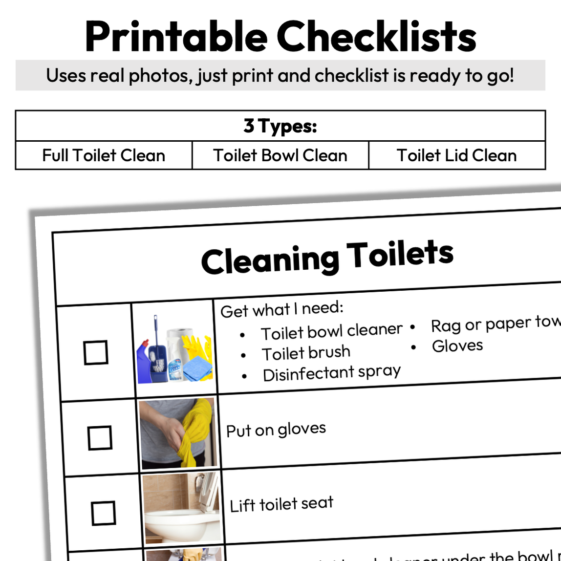Cleaning Toilets Checklists | Life Skills | Editable — Autism Grown Up