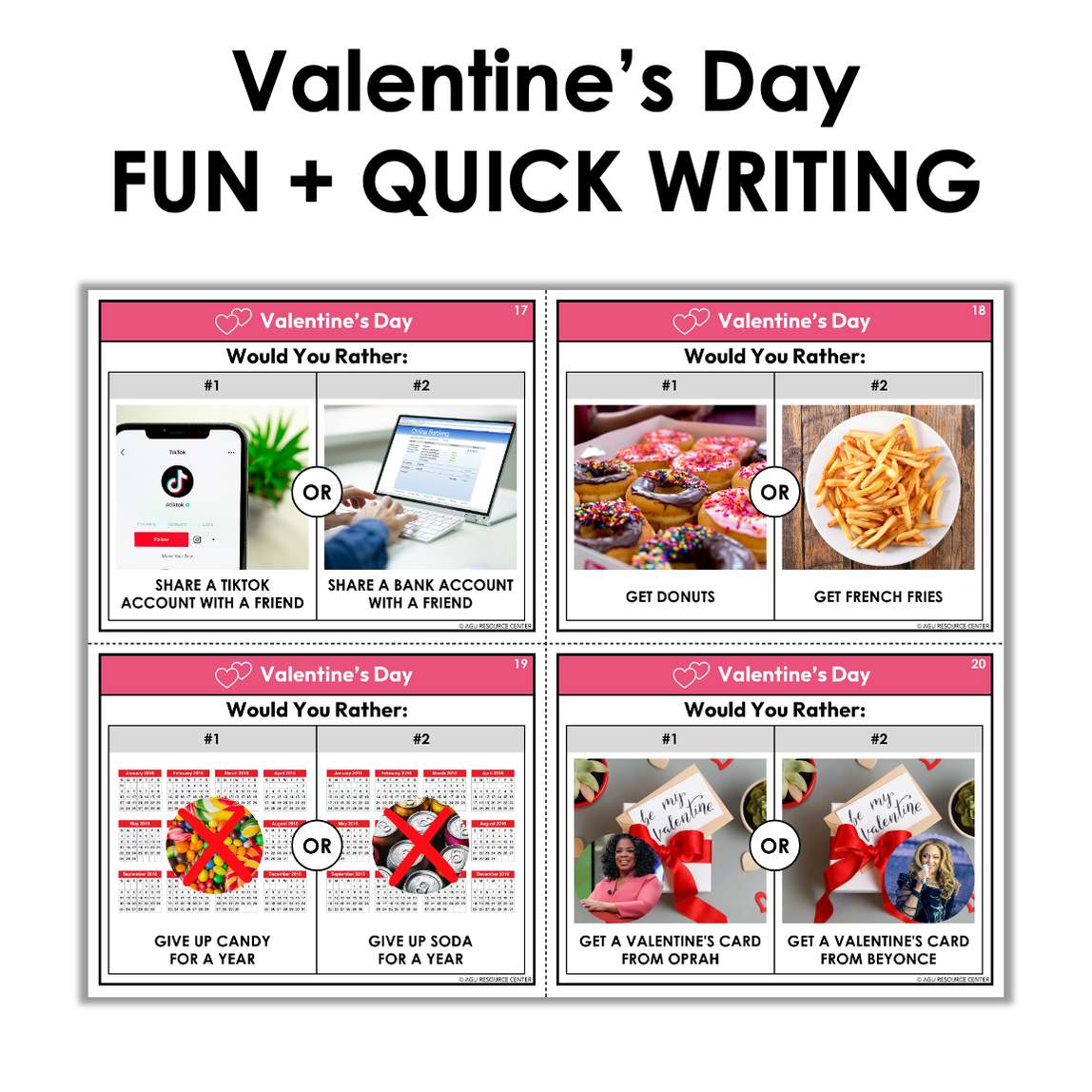 Valentine's Day Would You Rather | Print + Digital Visual Task Cards ...