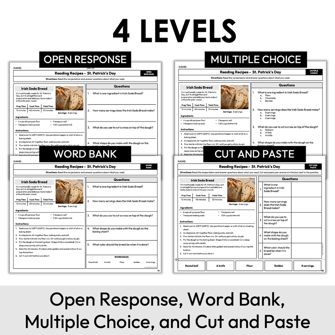 St. Patrick's Day Recipes | Life Skills Worksheets for Special Educati ...