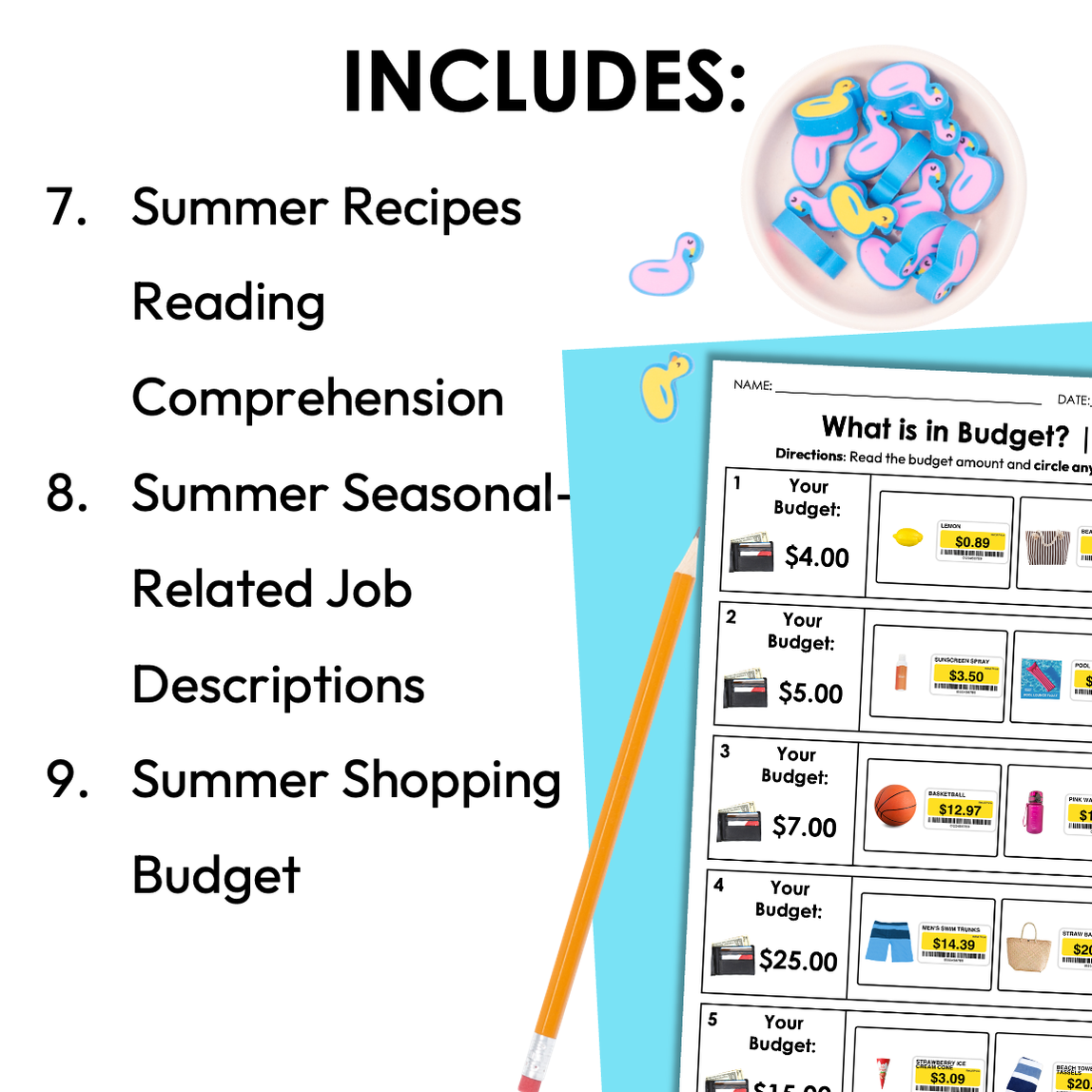 Summer Life Skills Activities for Special Education + ESY Bundle ...
