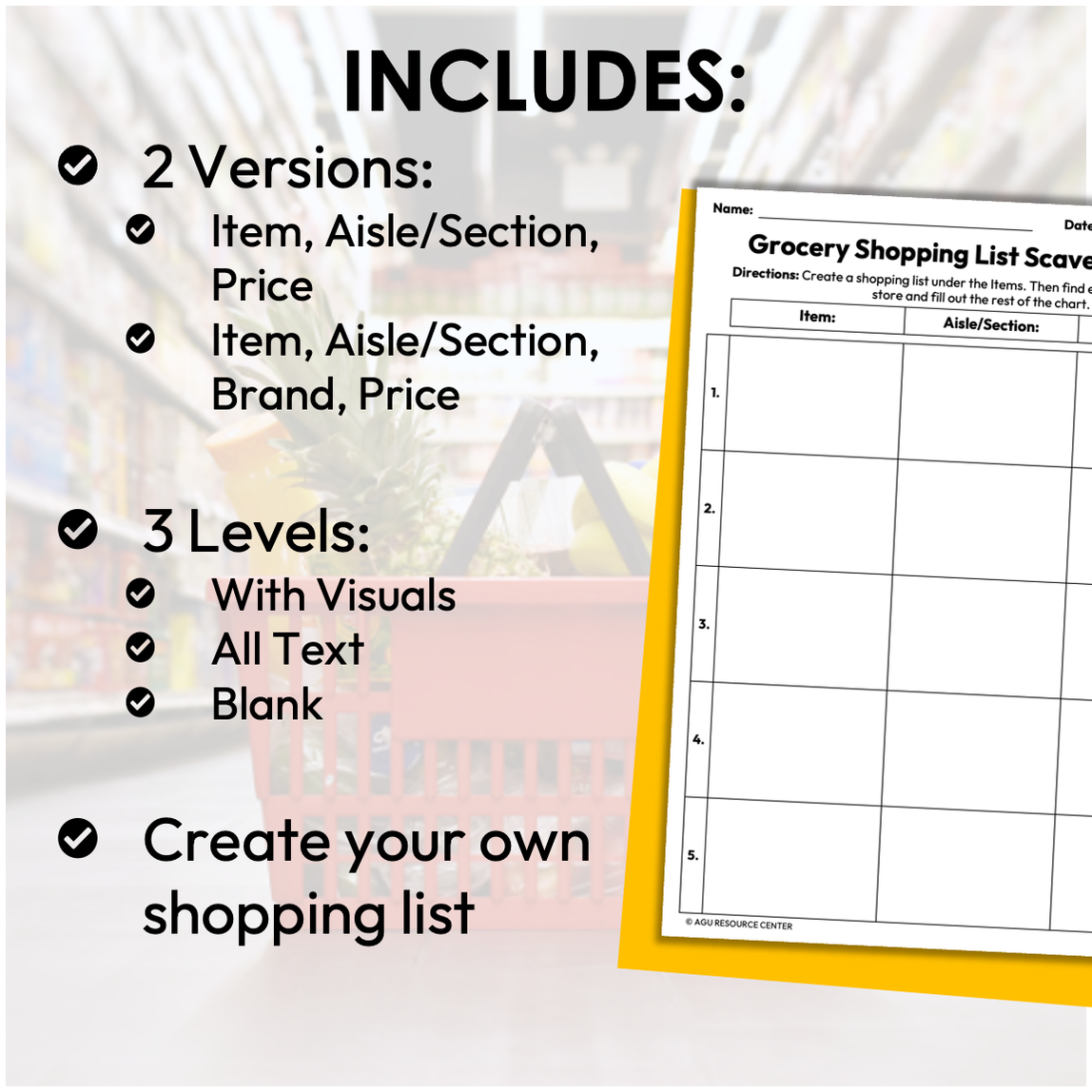 Grocery Store Scavenger Hunt | Community Based Instruction — Autism ...