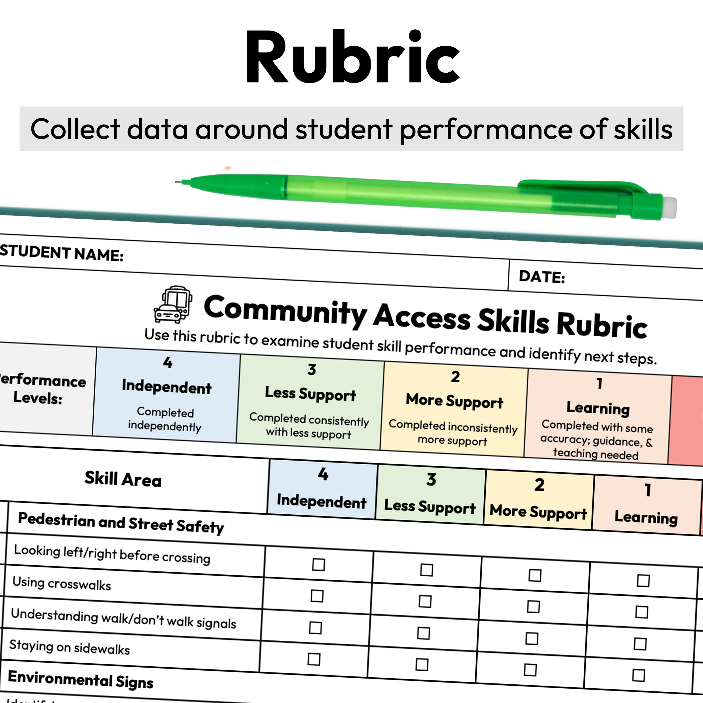 Community Access Skills Checklist + Rubric | Printable — Autism Grown Up