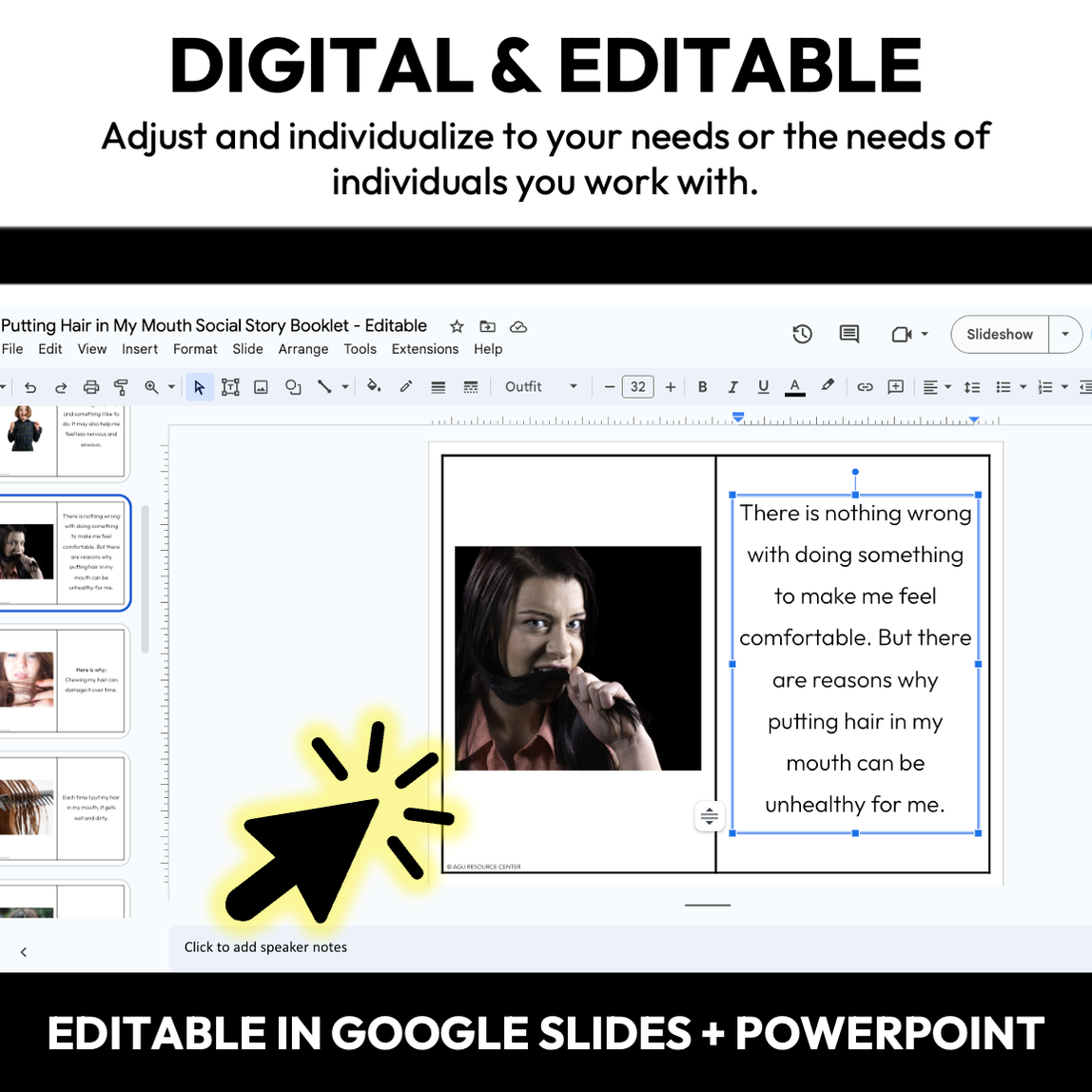 Putting Hair in Mouth Social Story Booklet | Editable — Autism Grown Up