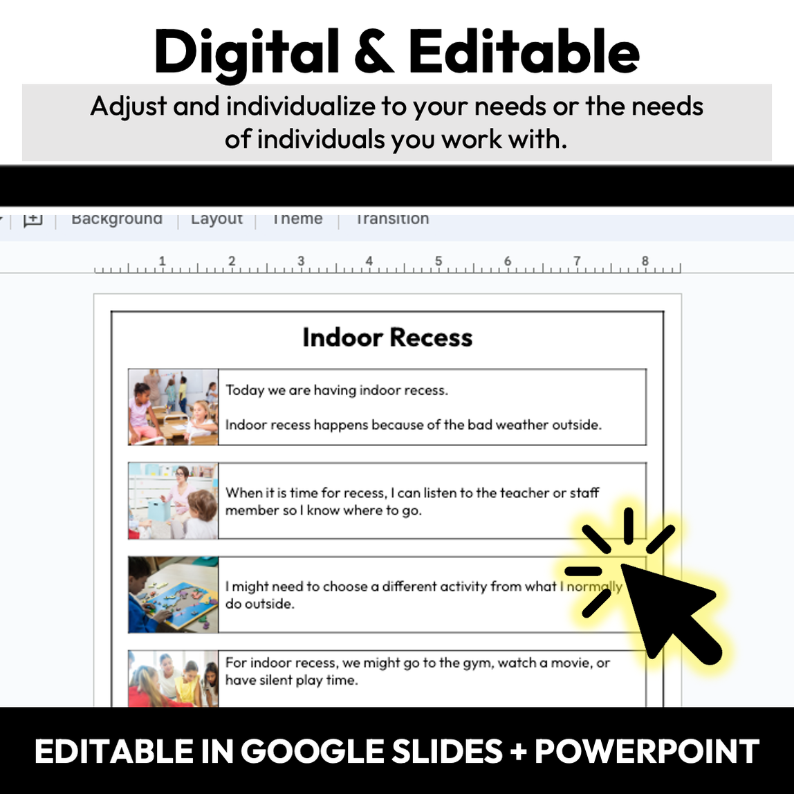 Indoor Recess | 1-Page Social Story | Elementary — Autism Grown Up