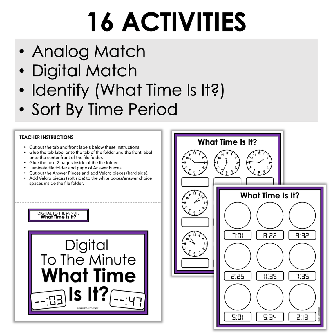 Time to the Minute File Folders | Life Skills + Special Education ...