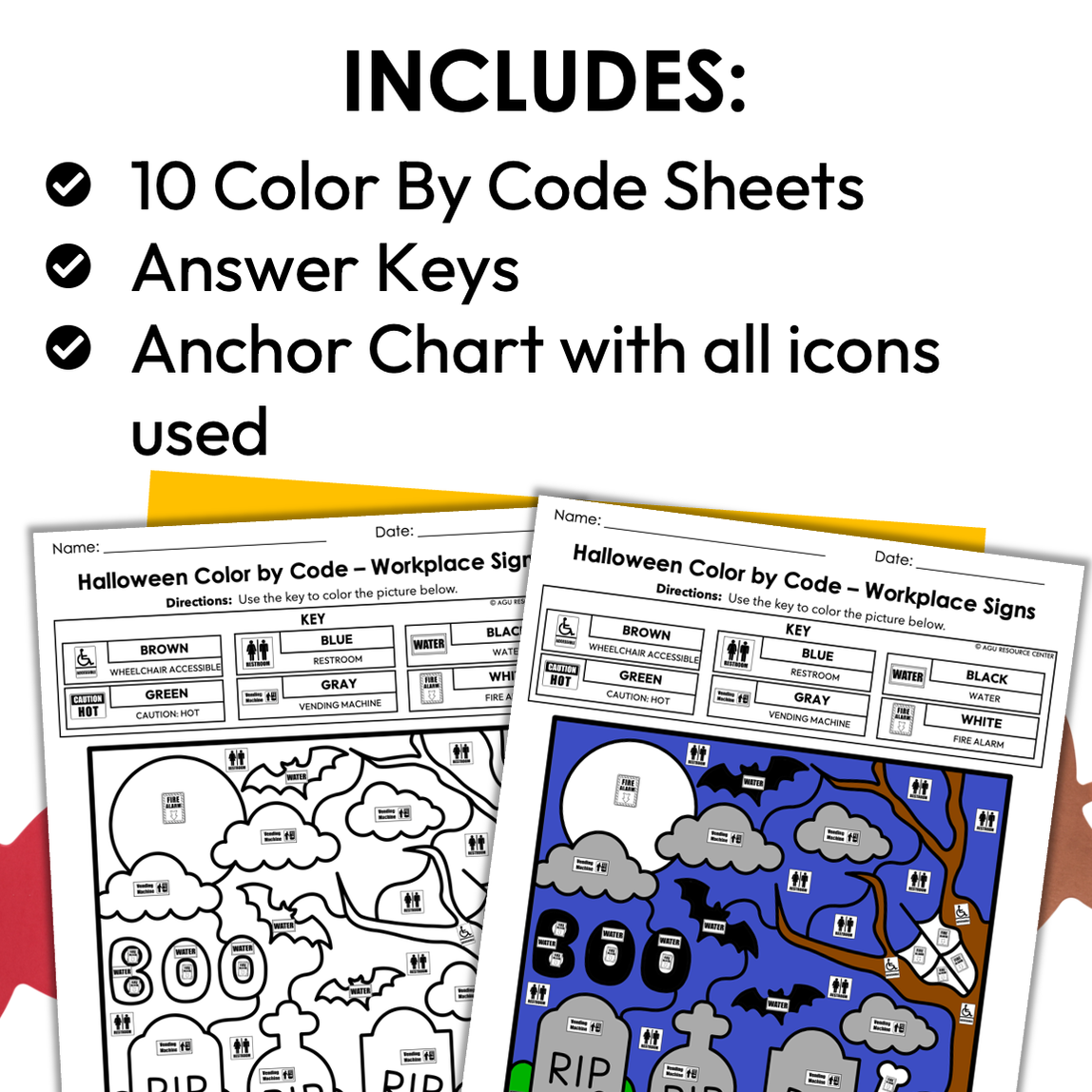 Halloween Color By Code | Reading Workplace Signs — Autism Grown Up