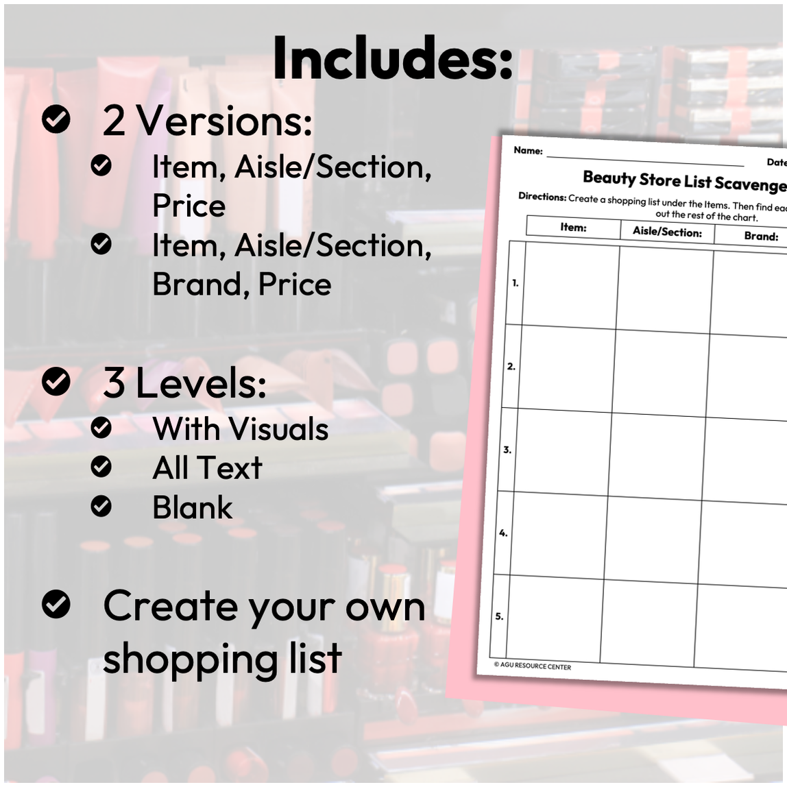 Beauty Store Scavenger Hunt | Community Based Instruction — Autism Grown Up