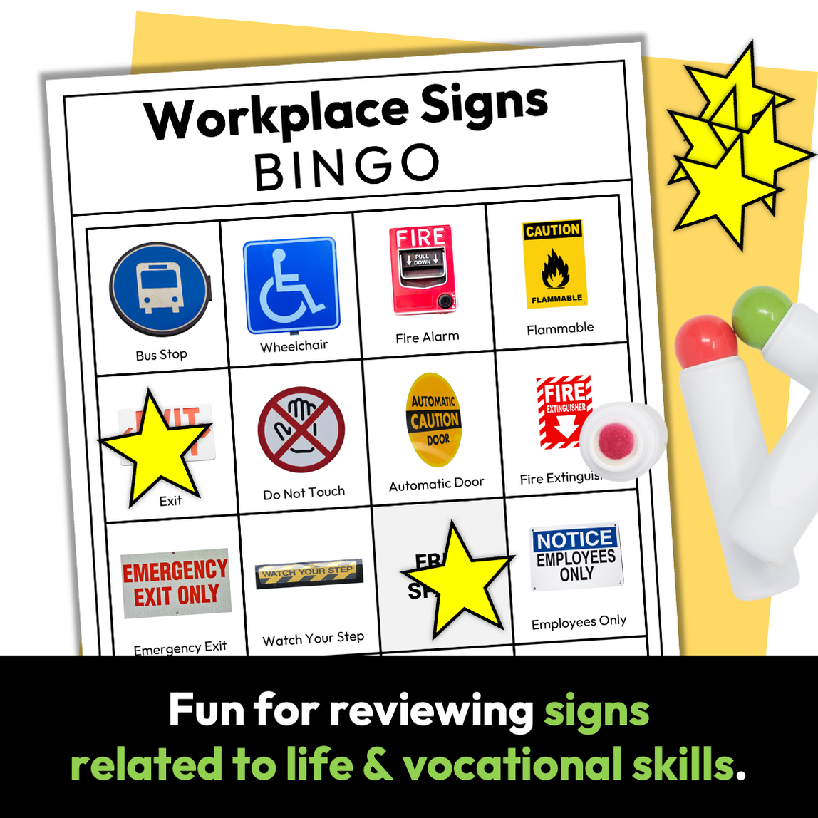 Workplace Signs Bingo | Life Skills and Special Education Activities ...