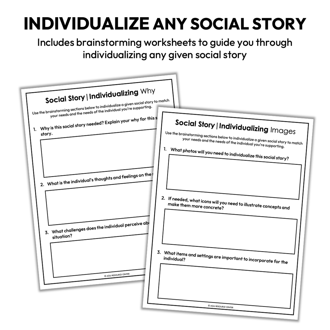 Individualize Your Social Stories Checklist + Brainstorming Worksheets ...