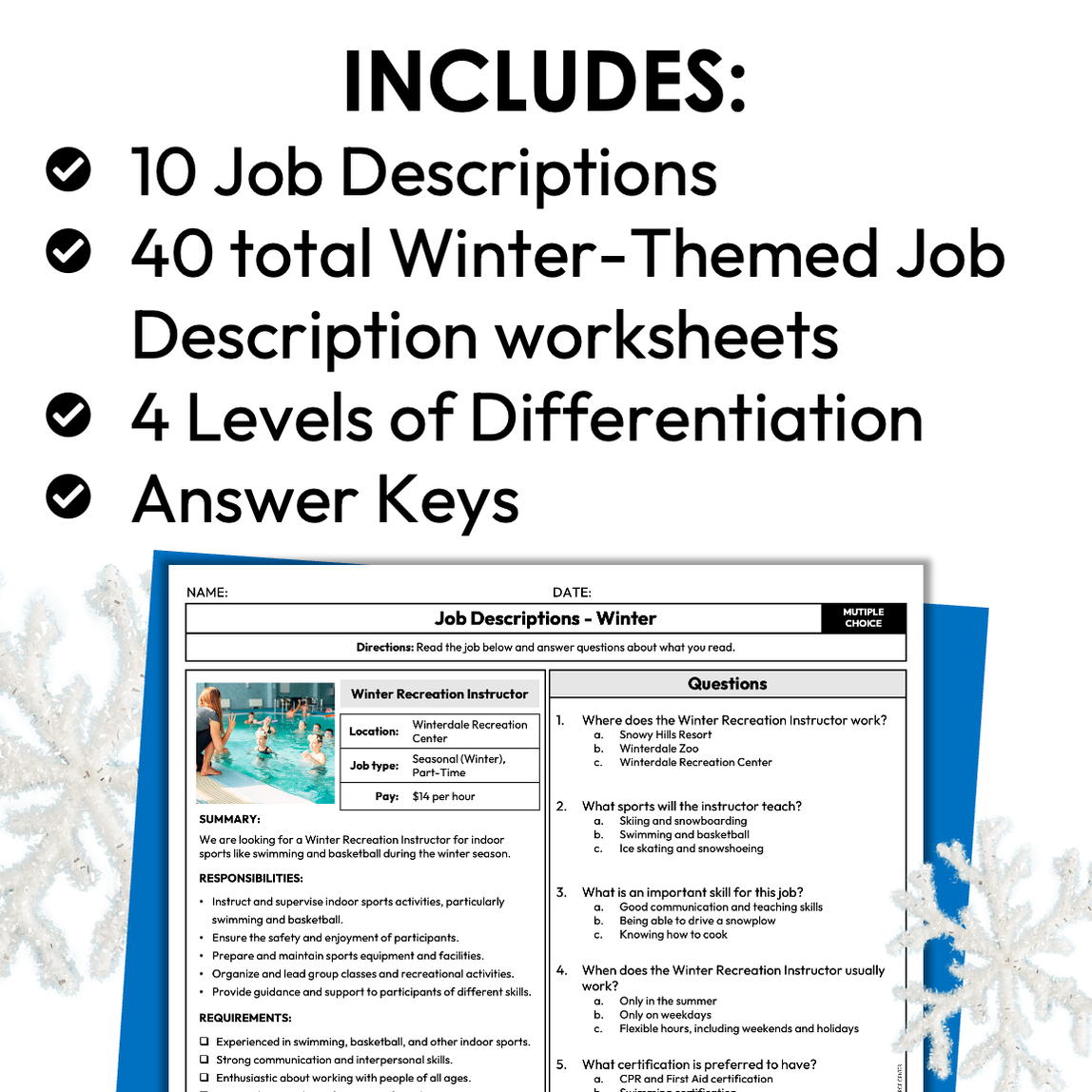 Winter Job Descriptions | Reading Job Listings | Special Education ...