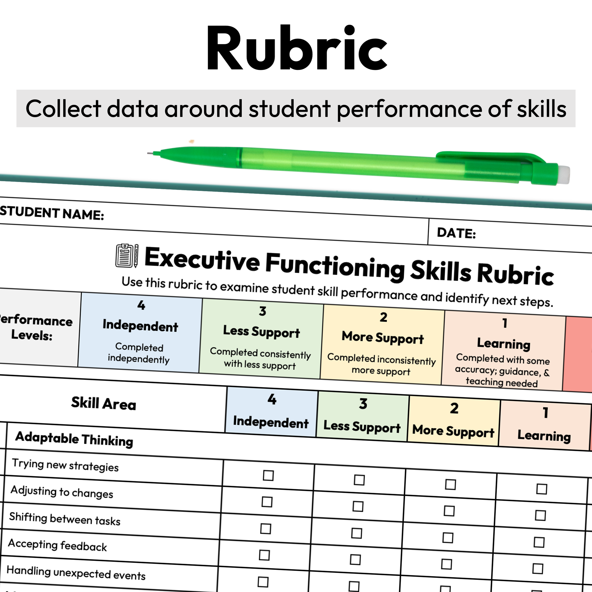Executive Functioning Skills Checklist + Rubric | Printable — Autism ...
