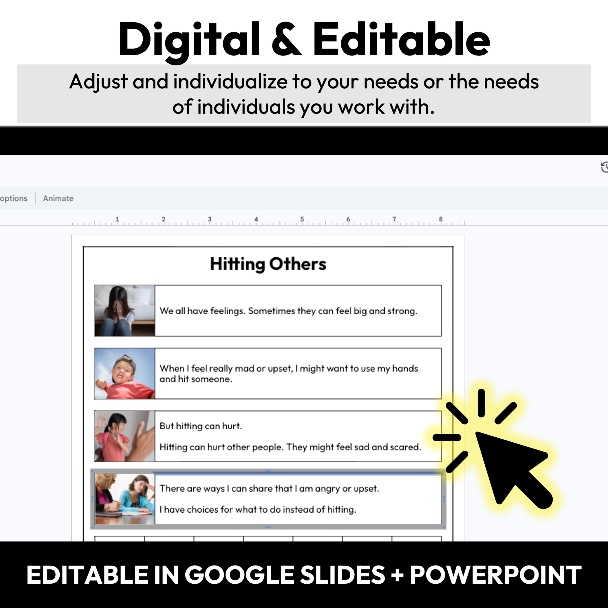 Hitting Others | 1-Page Social Story | Behavior Support — Autism Grown Up