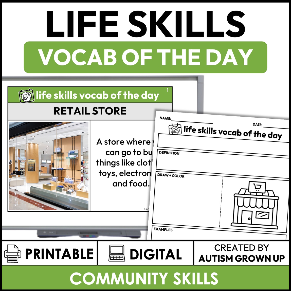 Life Skills Vocab of the Day - Community Skills — Autism Grown Up