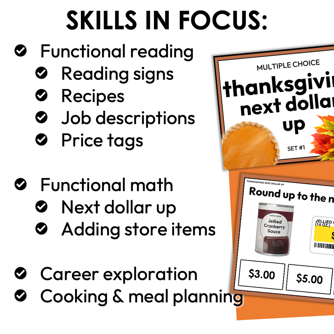 Thanksgiving Life Skills Activities for Special Education Bundle ...