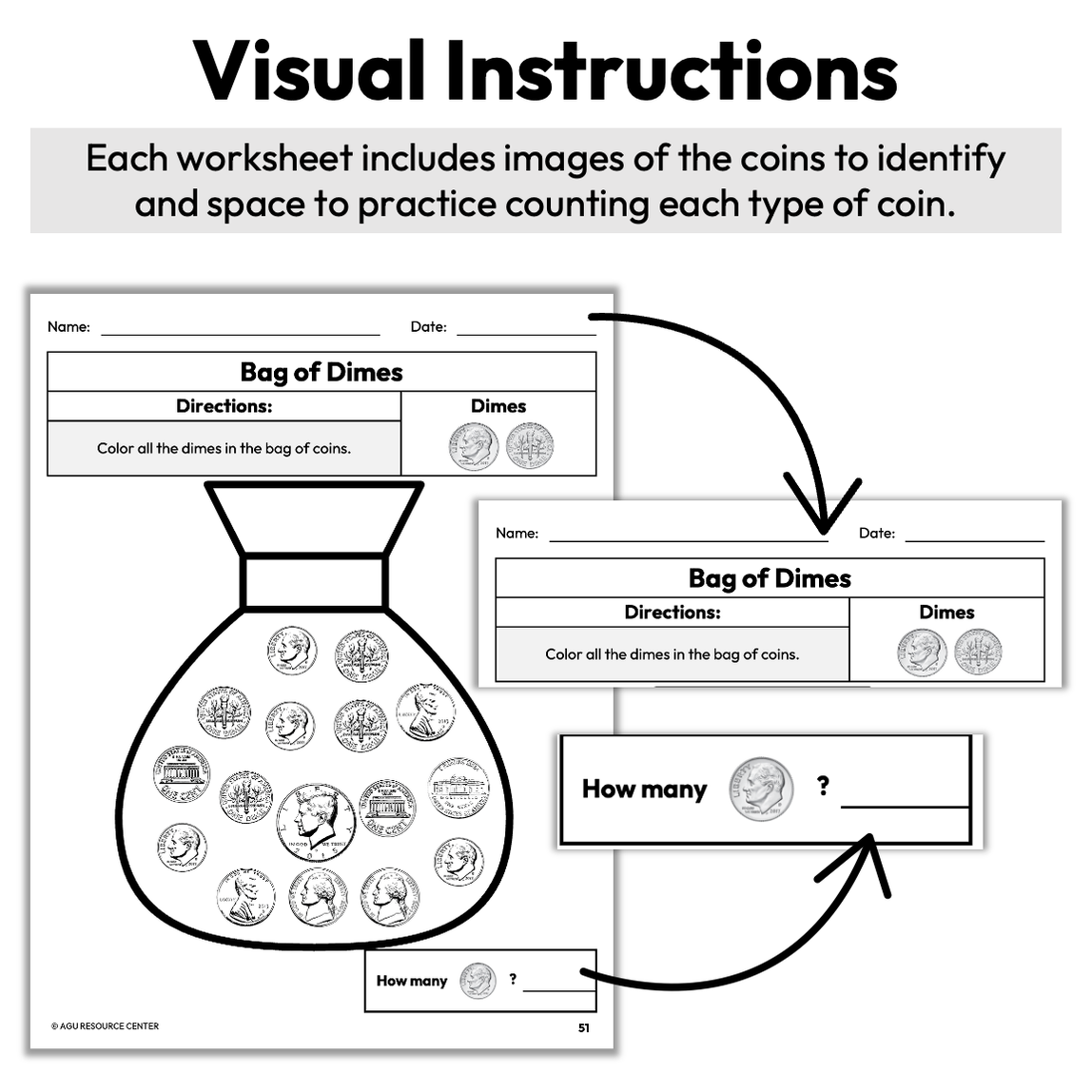 US Coin Identification | Money Worksheets | Special Education Life Ski ...