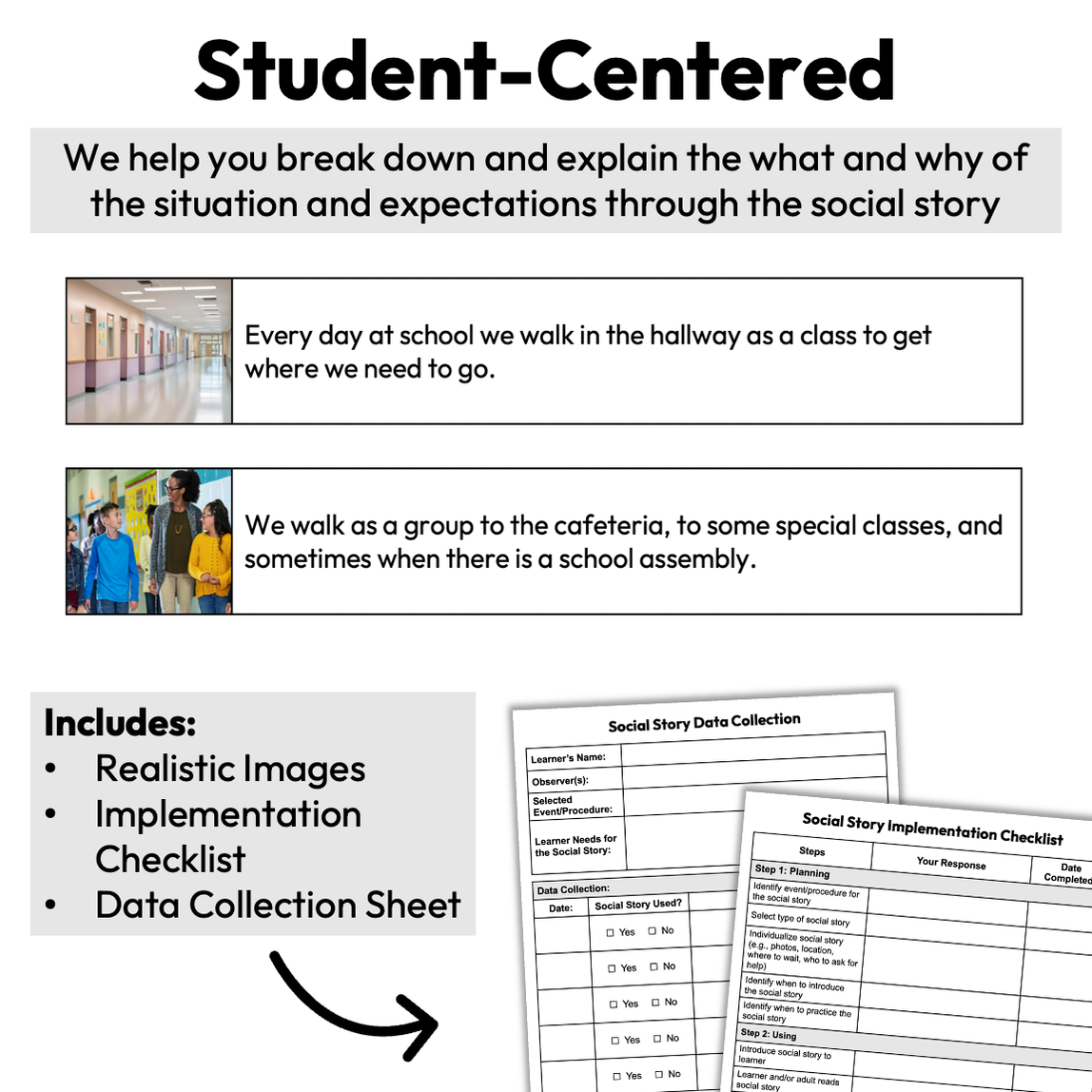 Walking in the Hallway | 1-Page Social Story | Elementary — Autism Grown Up