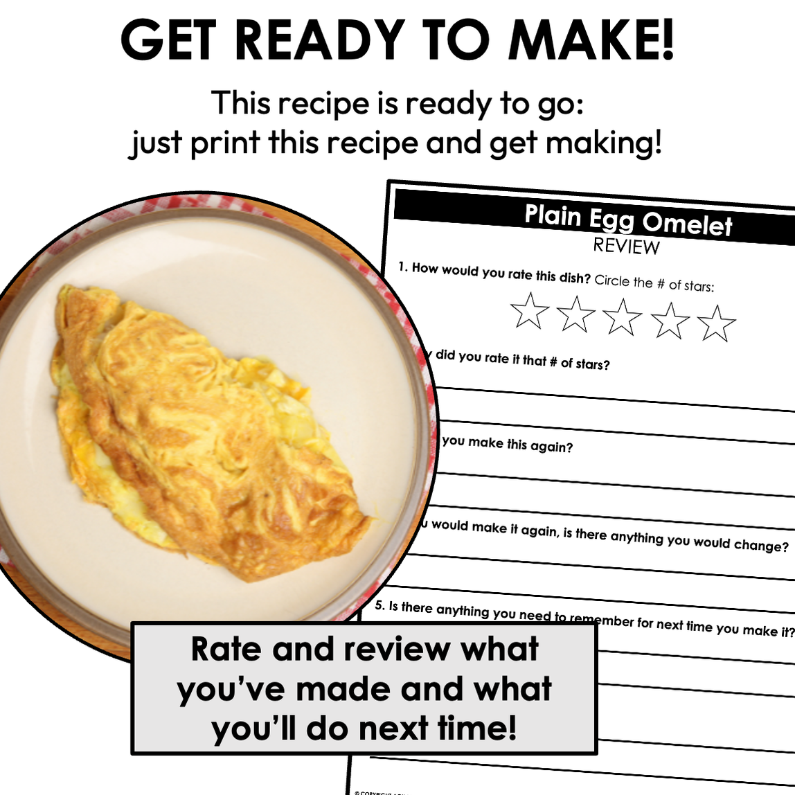 Plain Egg Omelet Visual Recipe — Autism Grown Up