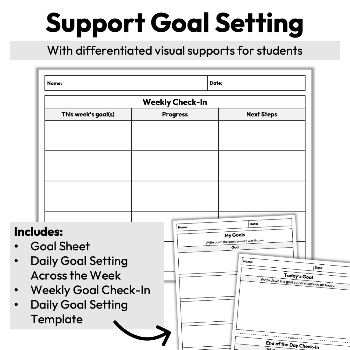 Goal Setting Template | Goal Setting Sheets Students | Student Goal Tr ...