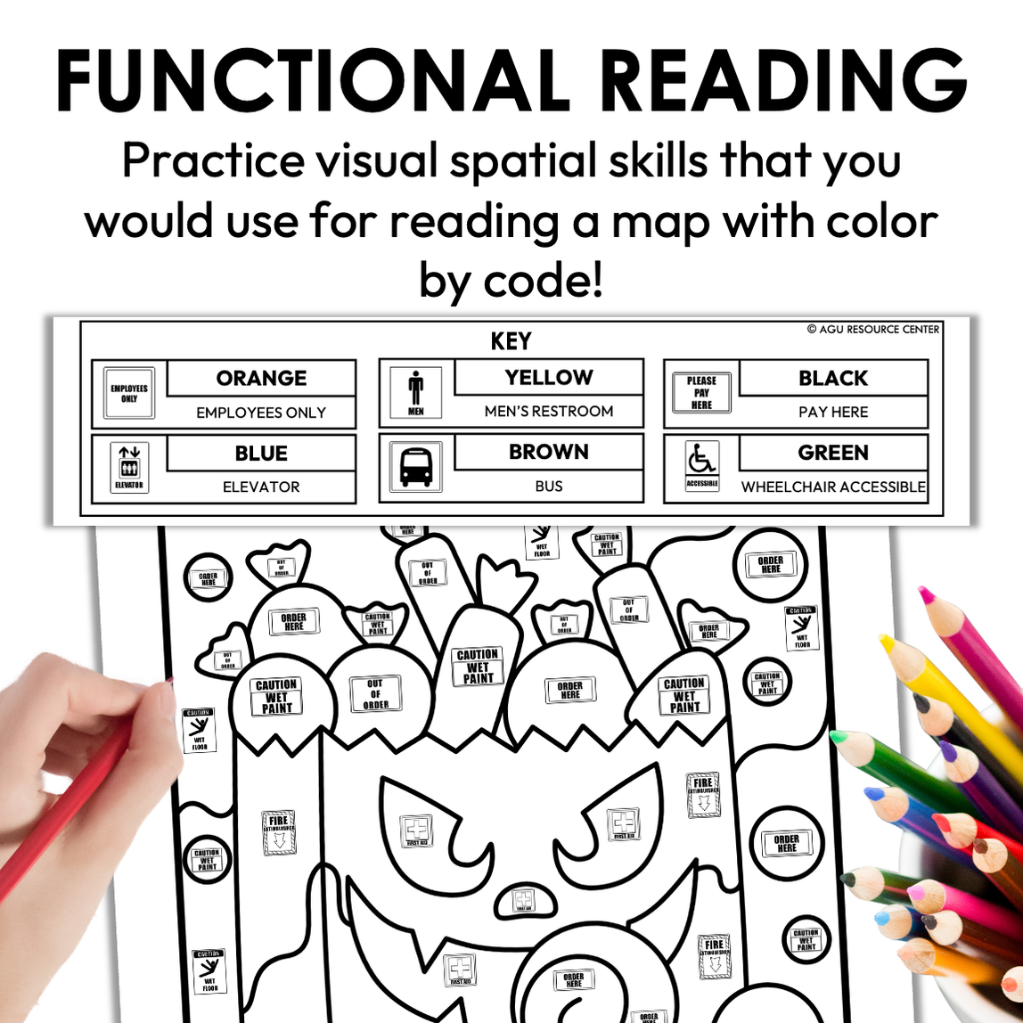 Halloween Color By Code | Reading Workplace Signs — Autism Grown Up