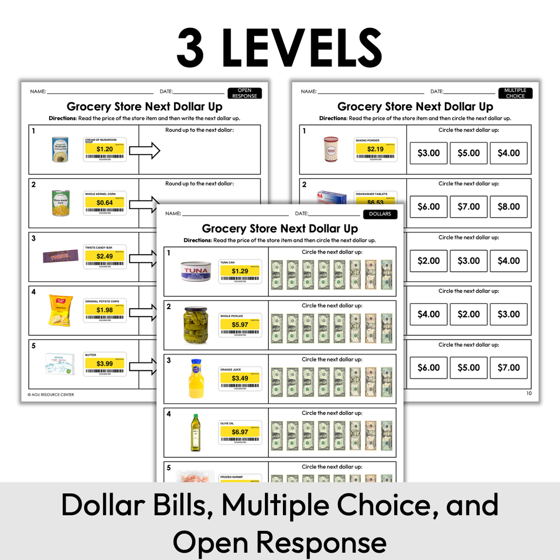 Grocery Store Next Dollar Up | Life Skills Worksheets for Special Educ ...