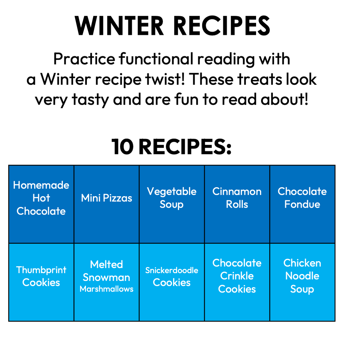 Winter Recipes | Recipe Reading Comprehension | Special Education ...
