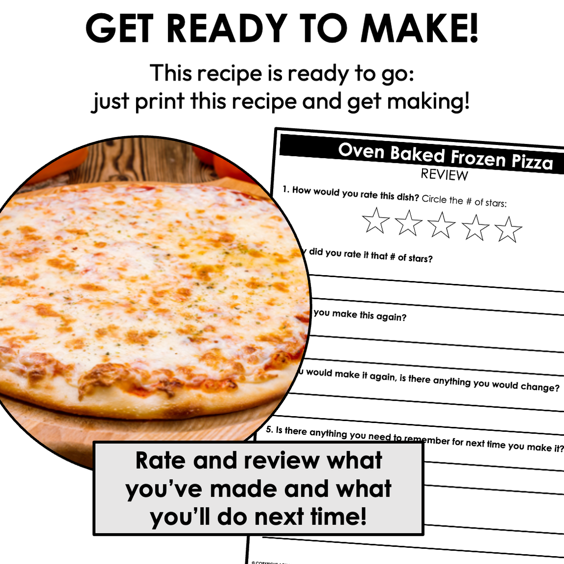 Oven Baked Frozen Pizza Visual Recipe — Autism Grown Up