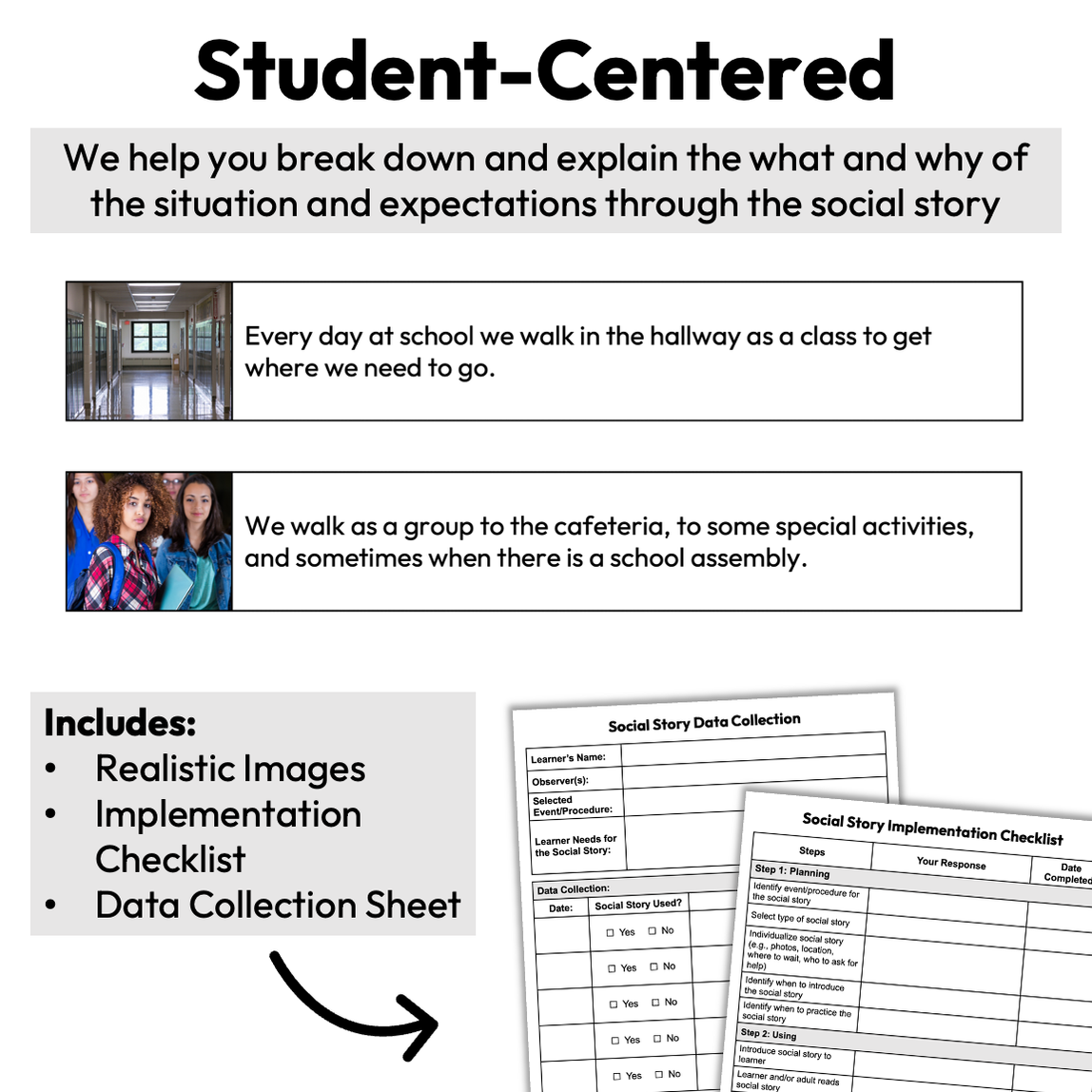 Walking in the Hallway | 1-Page Social Story | Middle and High School ...