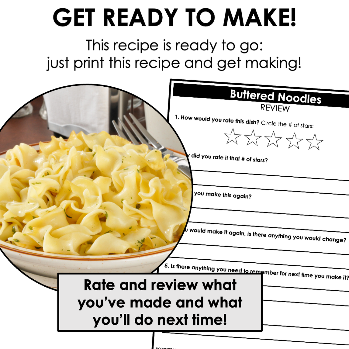 Buttered Noodles Visual Recipe | No-Bake Recipe — Autism Grown Up