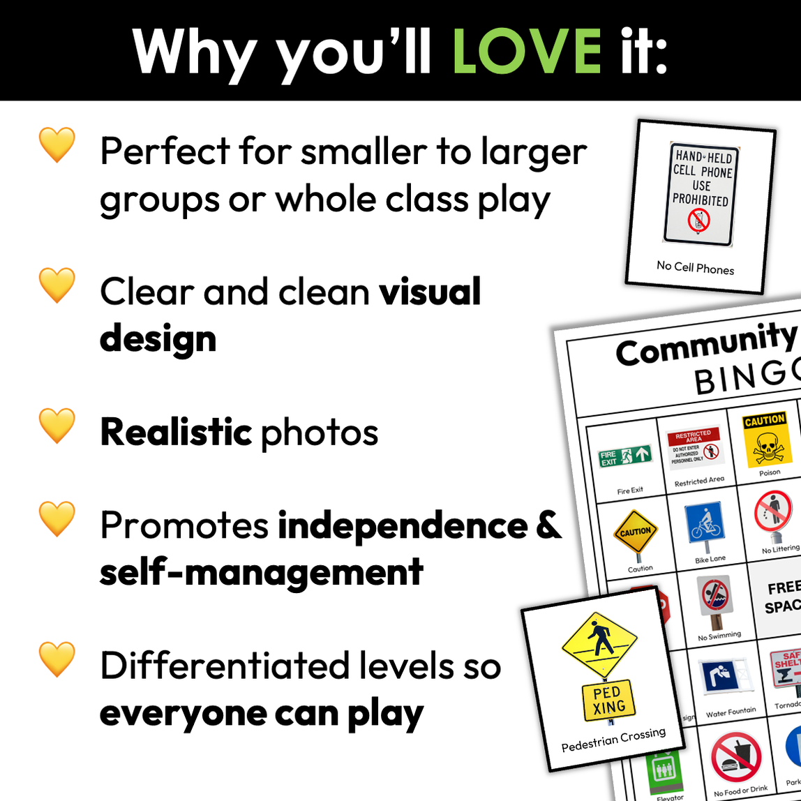 Community Signs Bingo | Life Skills and Special Education Activities ...