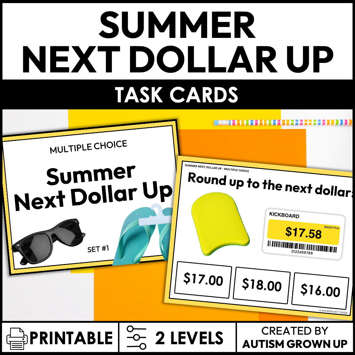 Summer Next Dollar Up Task Cards for Special Education — Autism Grown Up