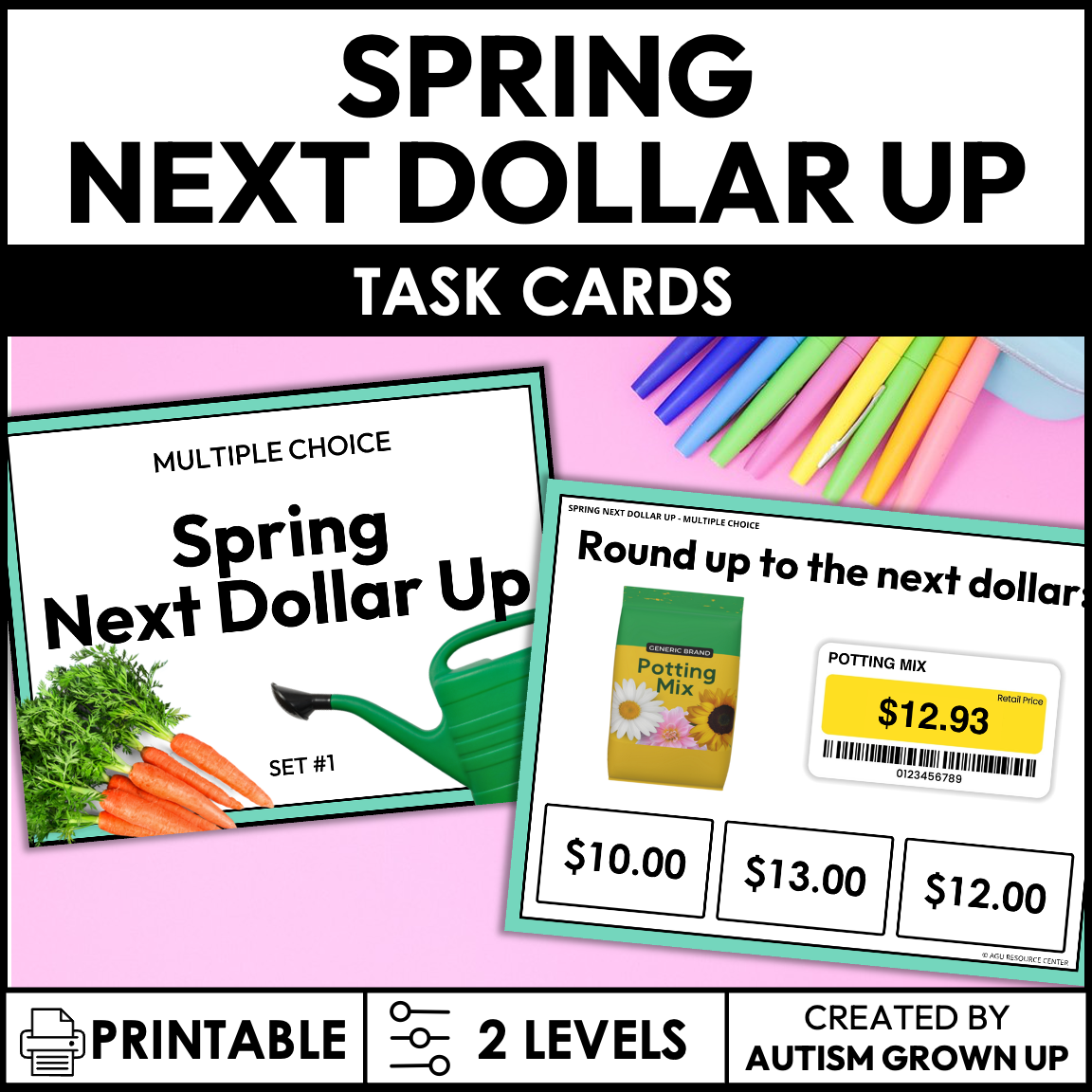 Spring Next Dollar Up Task Cards for Special Education — Autism Grown Up