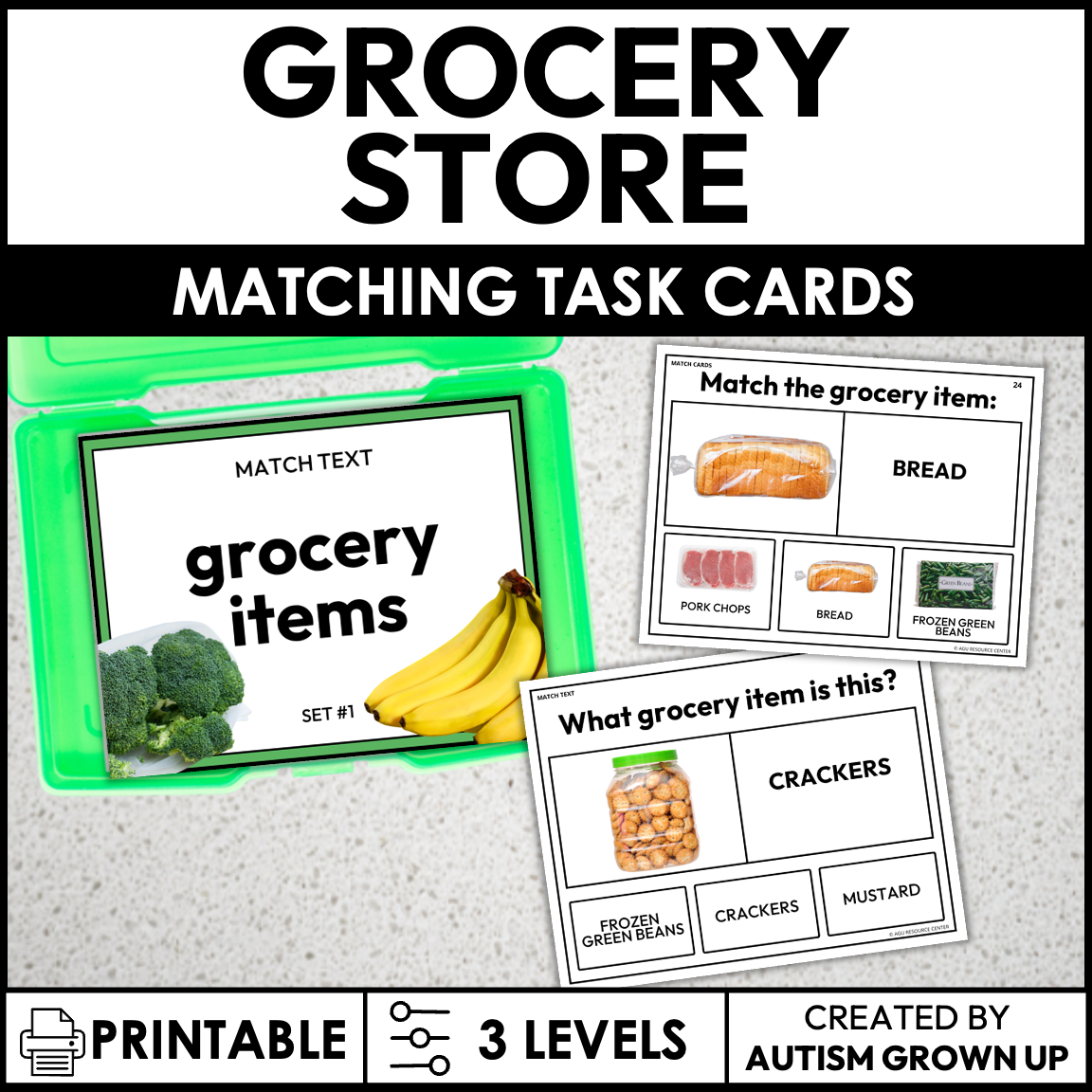 Grocery Store Items | Matching Task Cards | Special Education — Autism ...