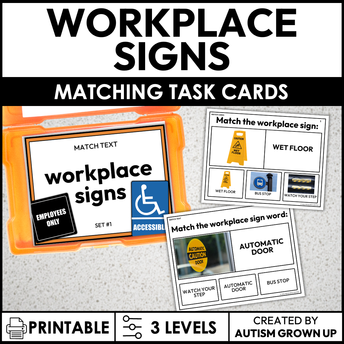 Workplace Signs | Matching Task Cards | Special Education — Autism Grown Up