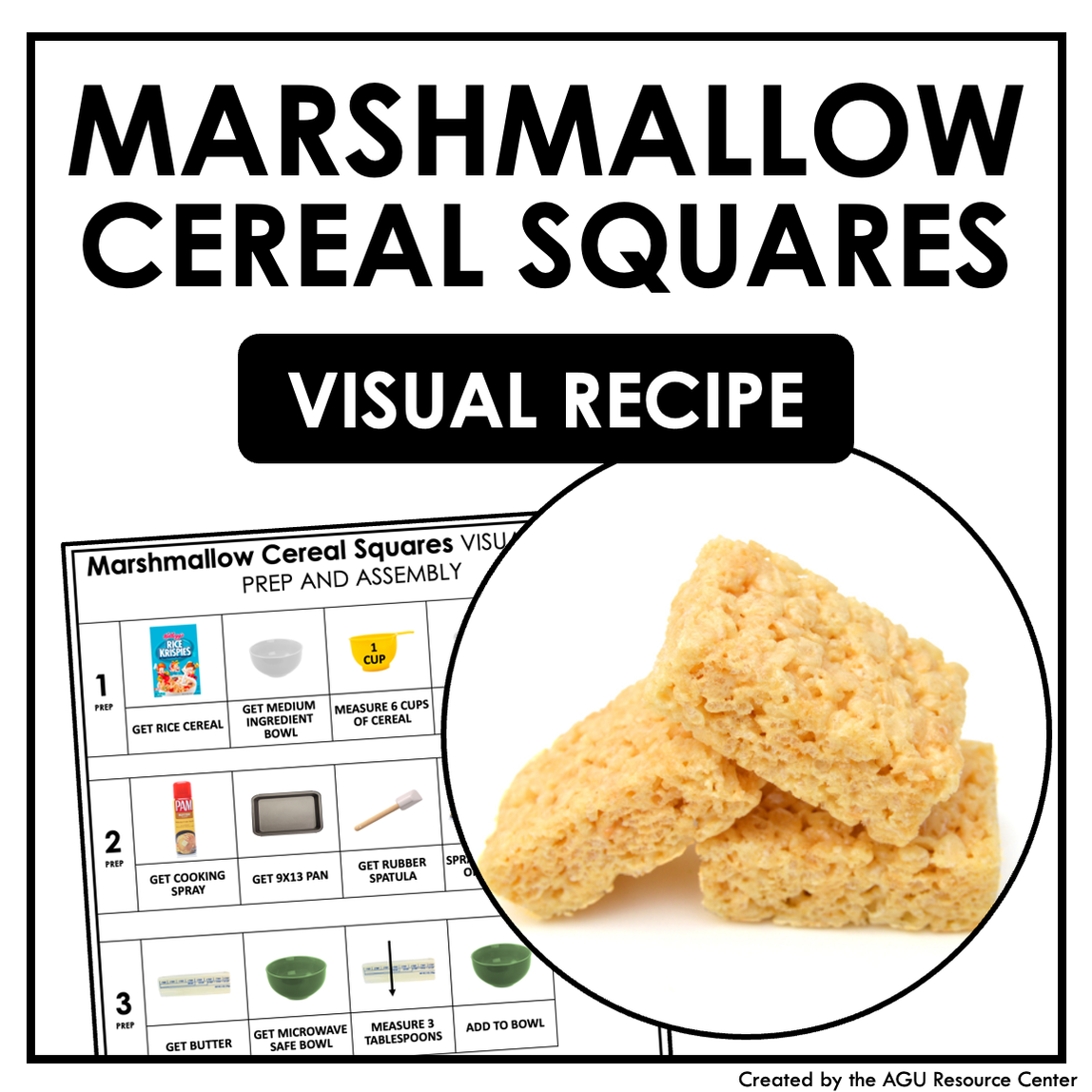 Marshmallow Cereal Squares Visual Recipe | No-Bake Recipe — Autism Grown Up