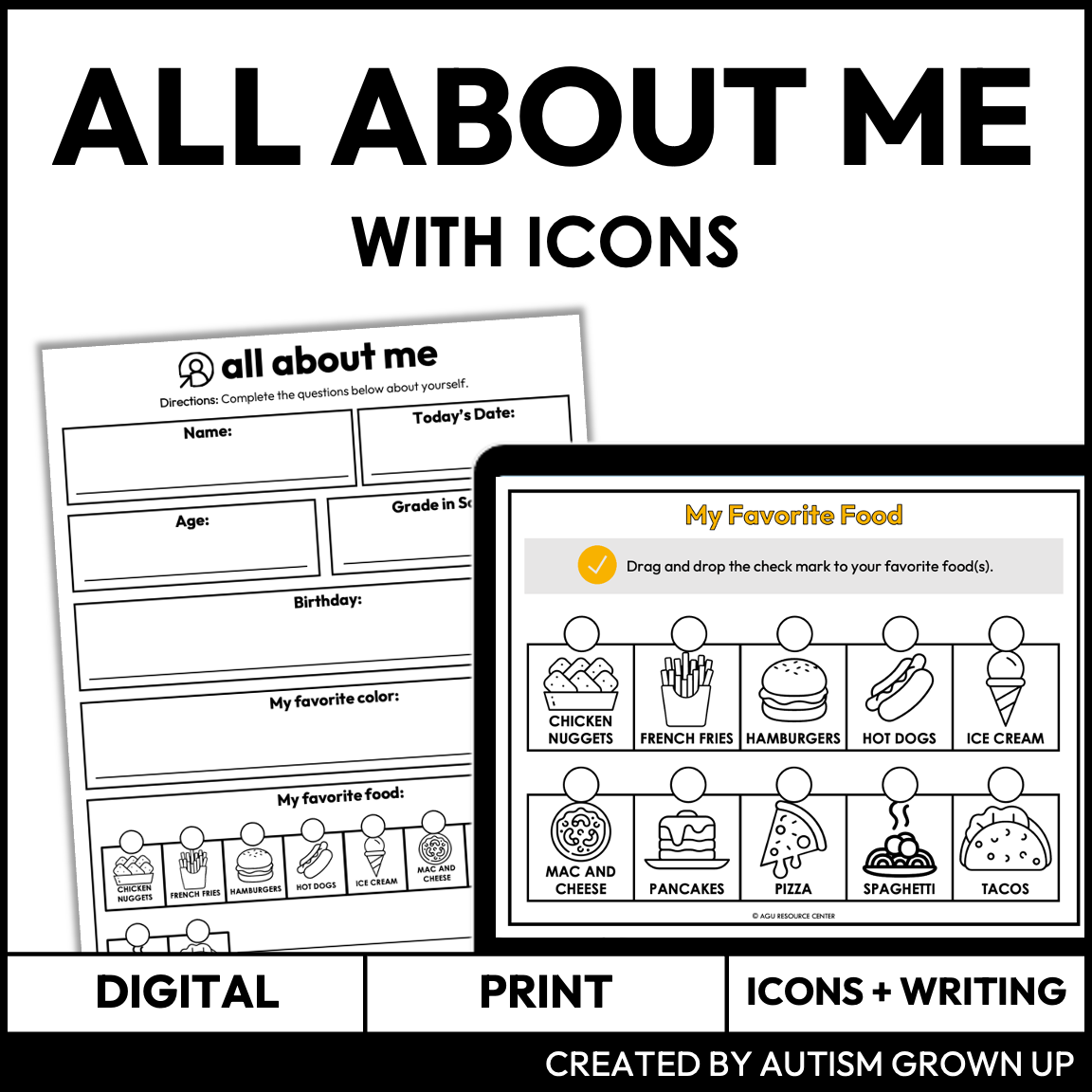 All About Me for Special Education | With Icons — Autism Grown Up