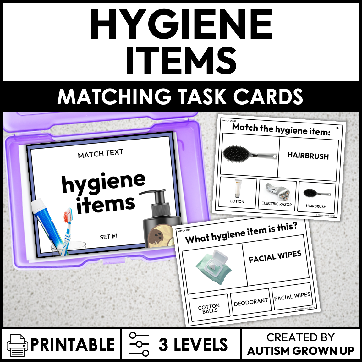 Hygiene Items | Matching Task Cards | Special Education — Autism Grown Up