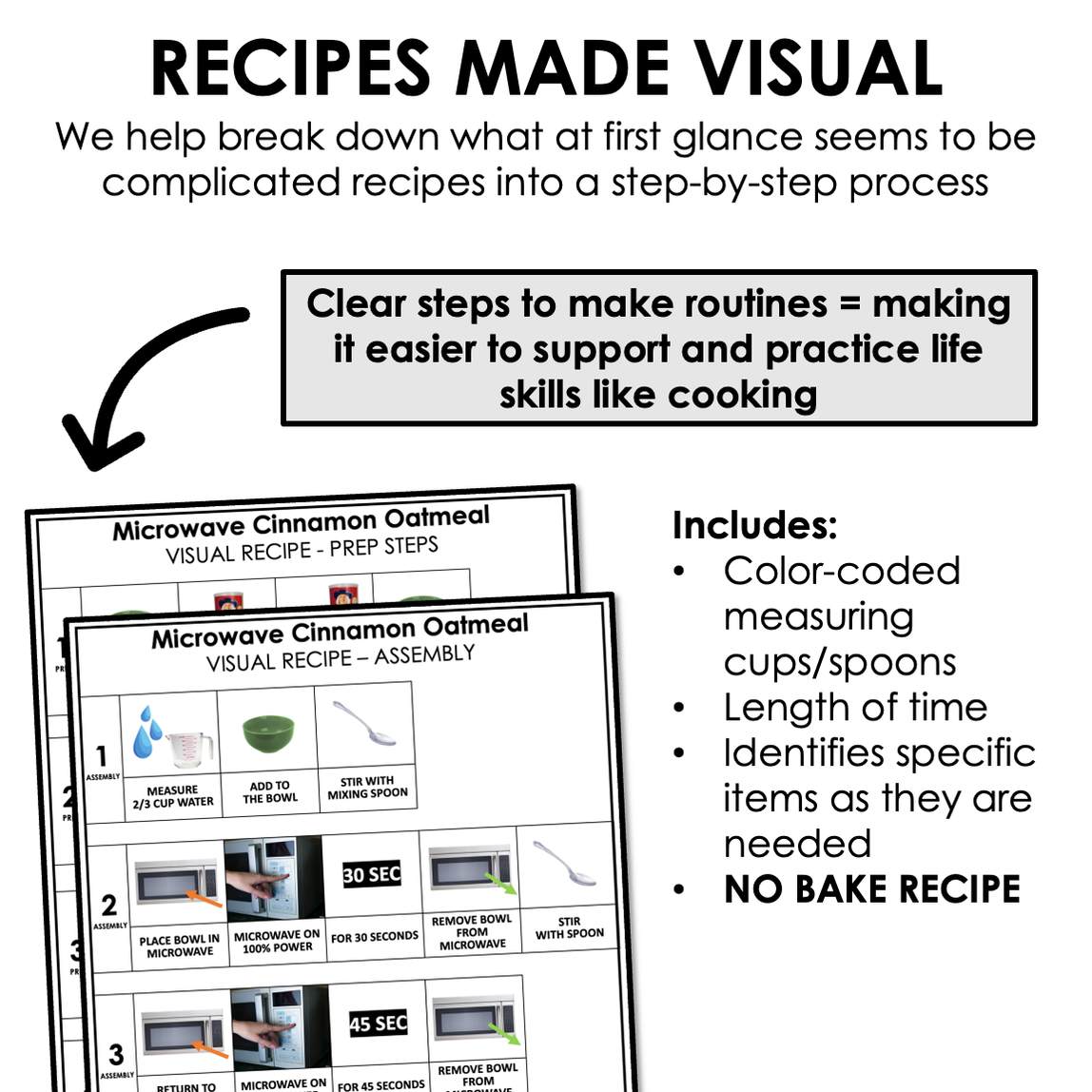 Microwave Cinnamon Oatmeal Visual Recipe | No-Bake Recipe — Autism Grown Up