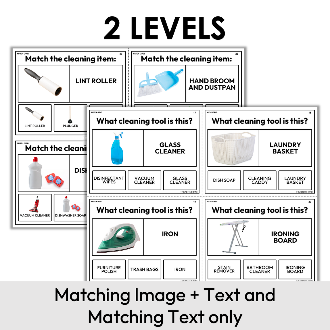 Cleaning Tools | Matching Task Cards | Special Education — Autism Grown Up