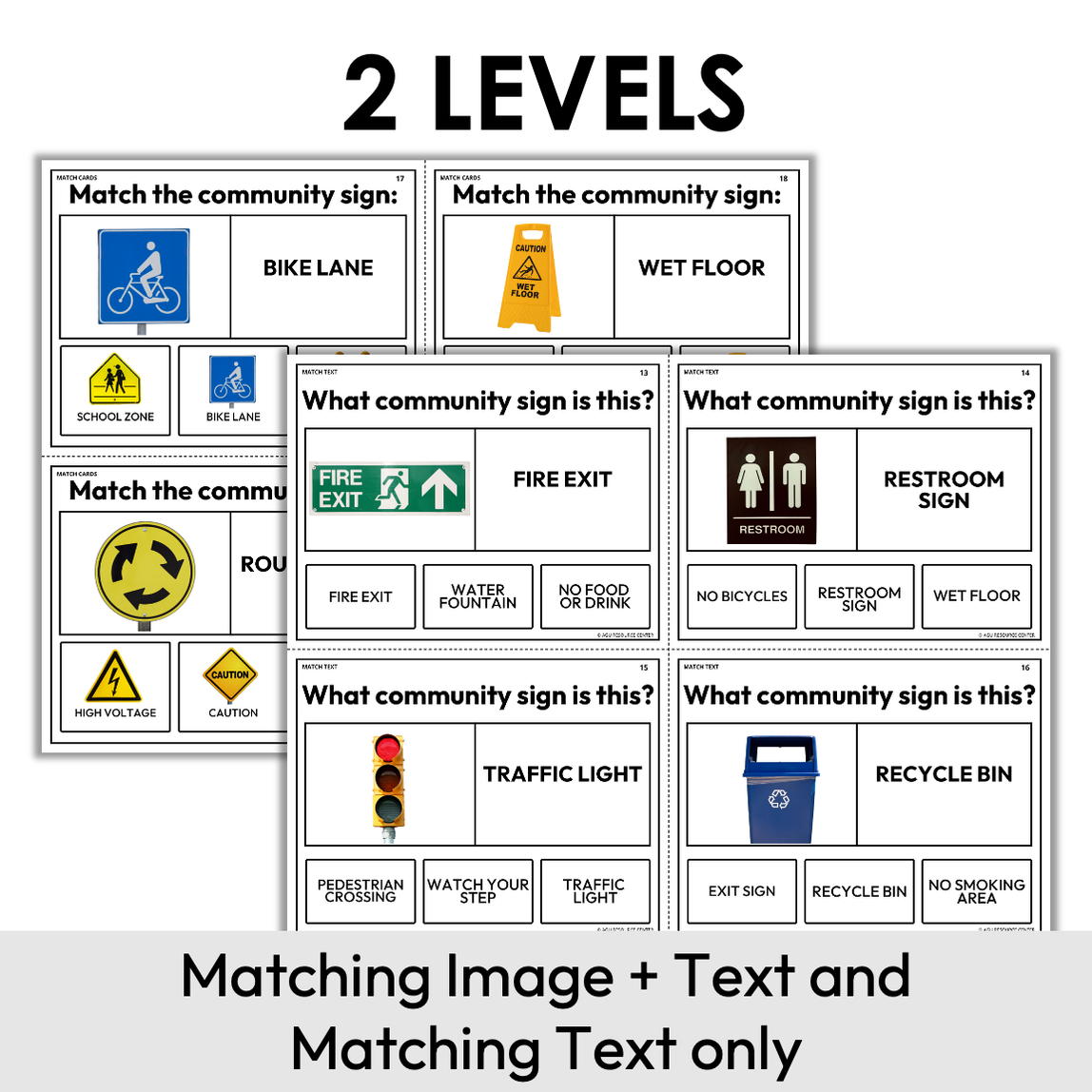 Community Signs | Matching Task Cards | Special Education — Autism Grown Up