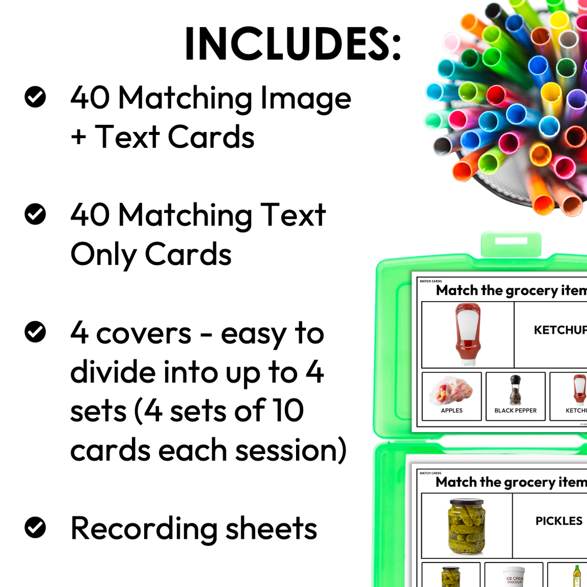 Grocery Store Items | Matching Task Cards | Special Education — Autism ...
