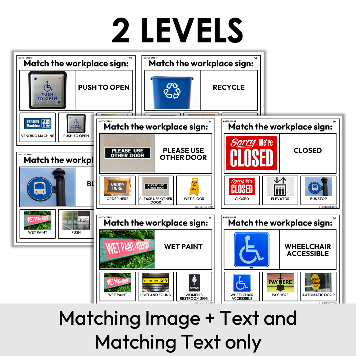 Workplace Signs | Matching Task Cards | Special Education — Autism Grown Up