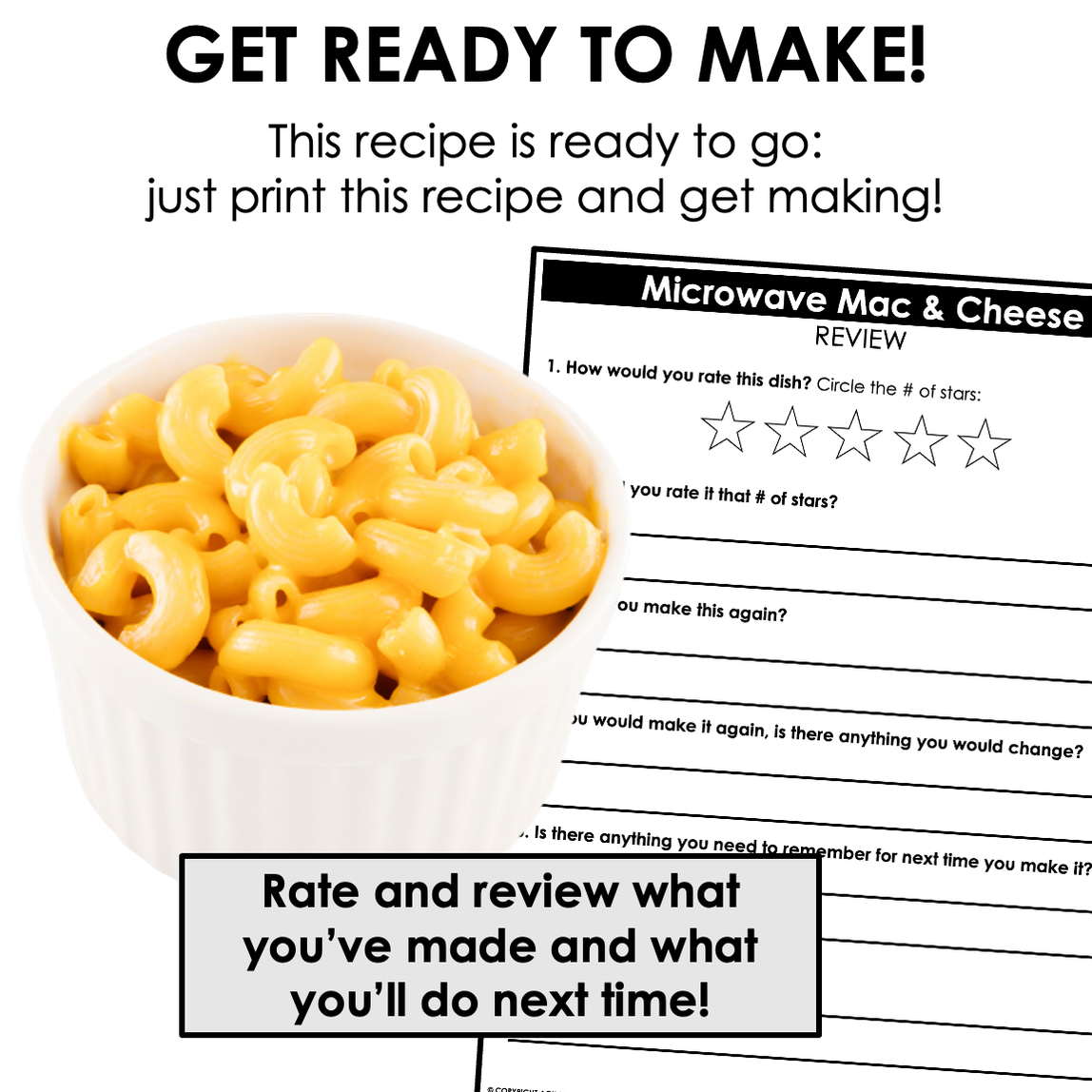 Microwave Mac and Cheese Bites Visual Recipe — Autism Grown Up